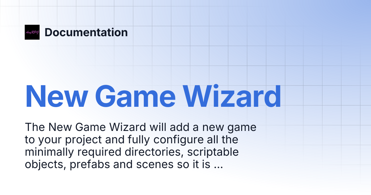 New Game Wizard | AnyMMO | Documentation