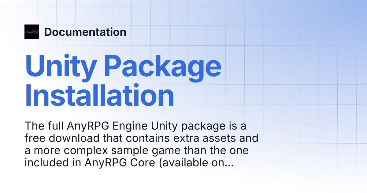 Unity Package Installation | Documentation