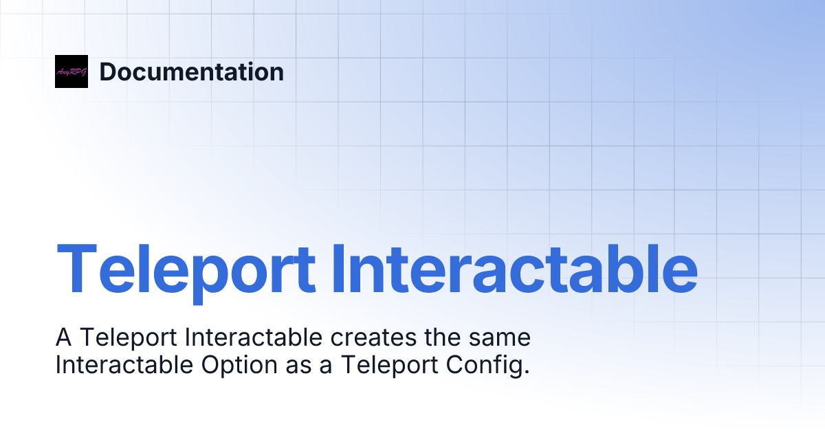Teleport Interactable | Documentation