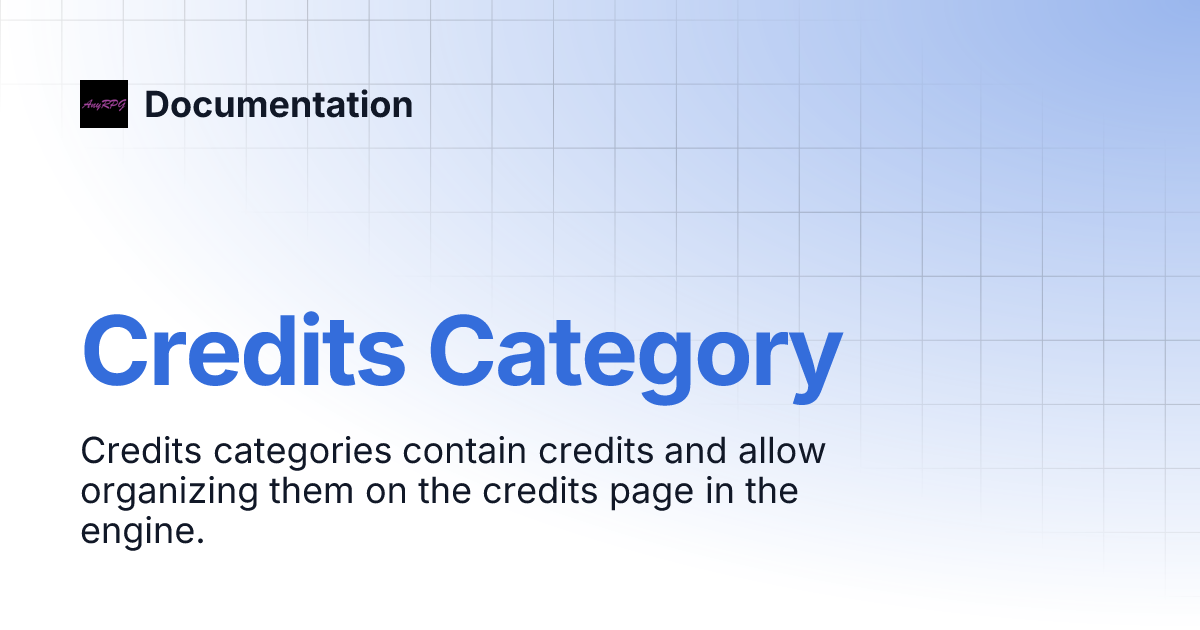 Credits Category | Documentation
