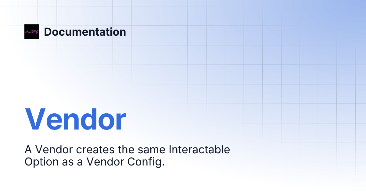 Vendor | Documentation