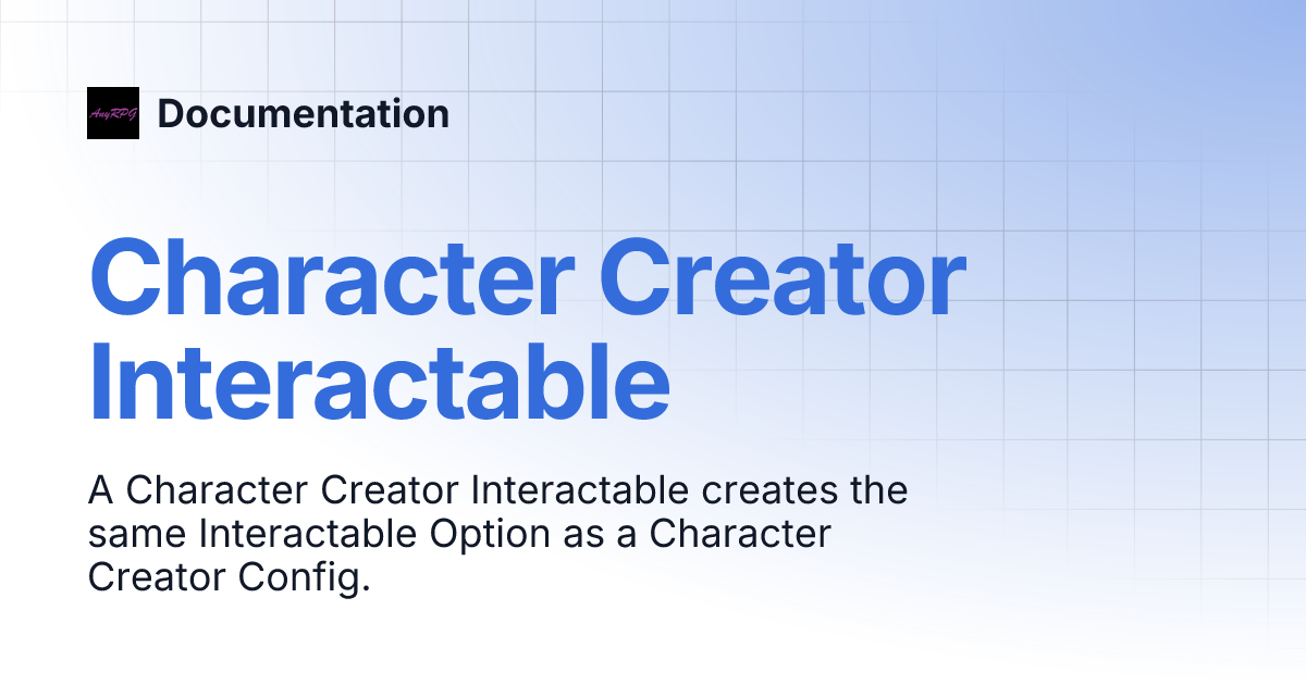 Character Creator Interactable | Documentation
