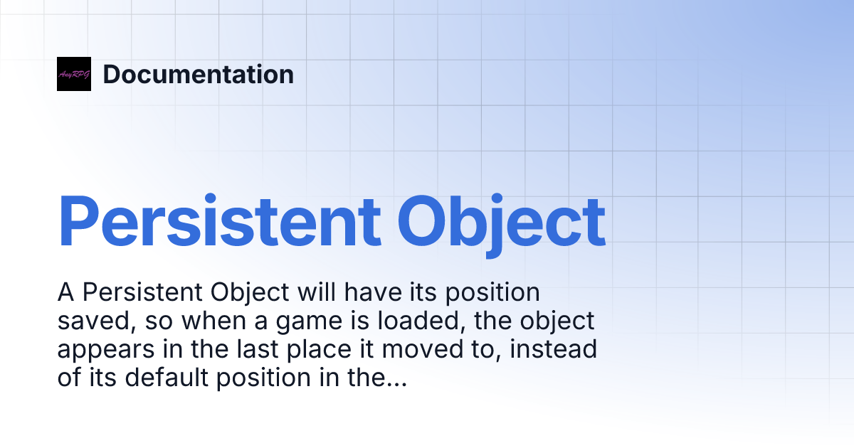 Persistent Object | Documentation